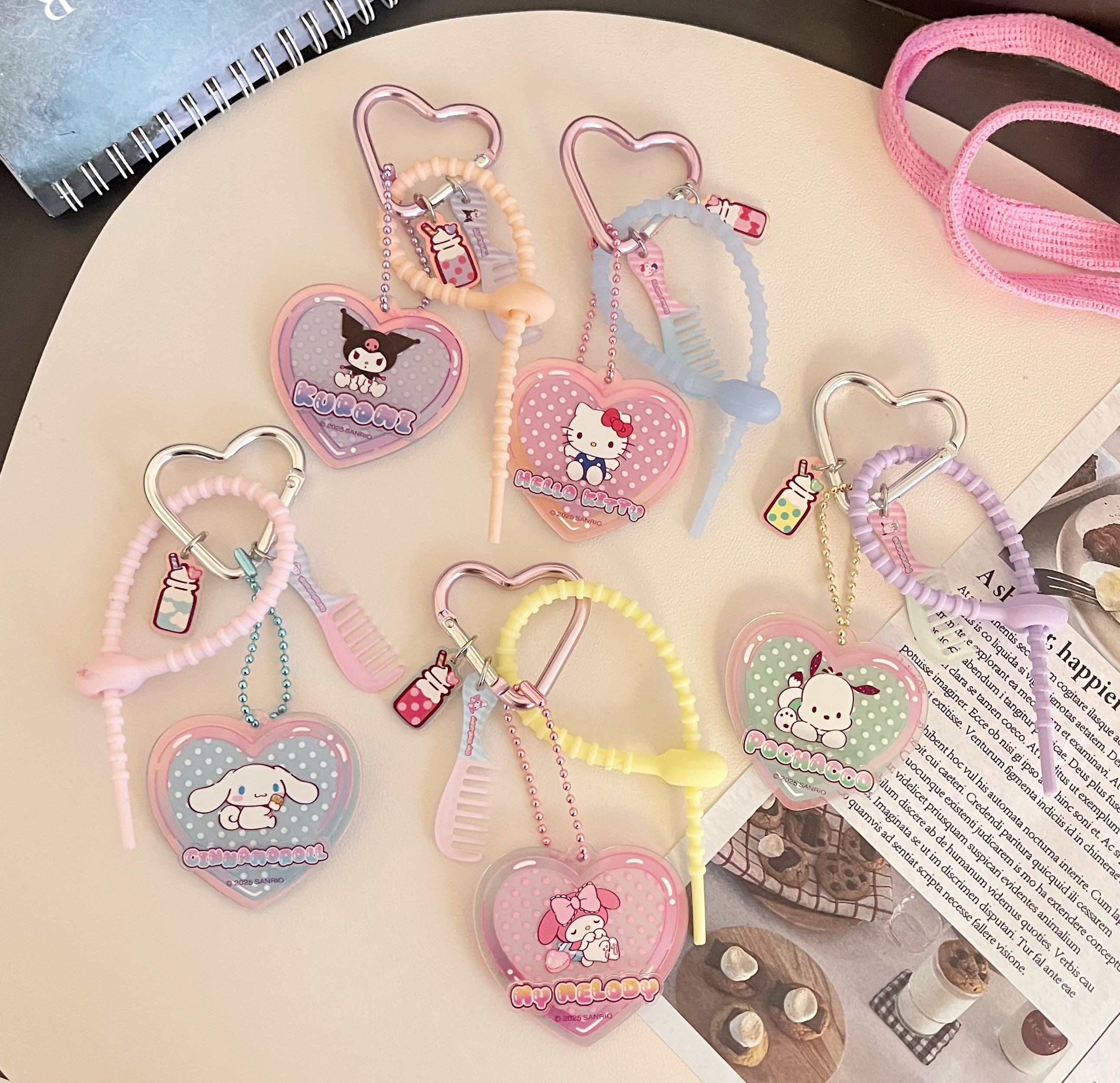 Lububu Keychain Cute Kitty Friends Hidden Sliding Mirror Key Chain ...